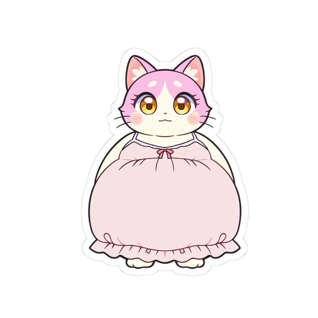 Chubby Pink Cat Sticker - Cute Kawaii Laptop or Journal Decal - Etsy