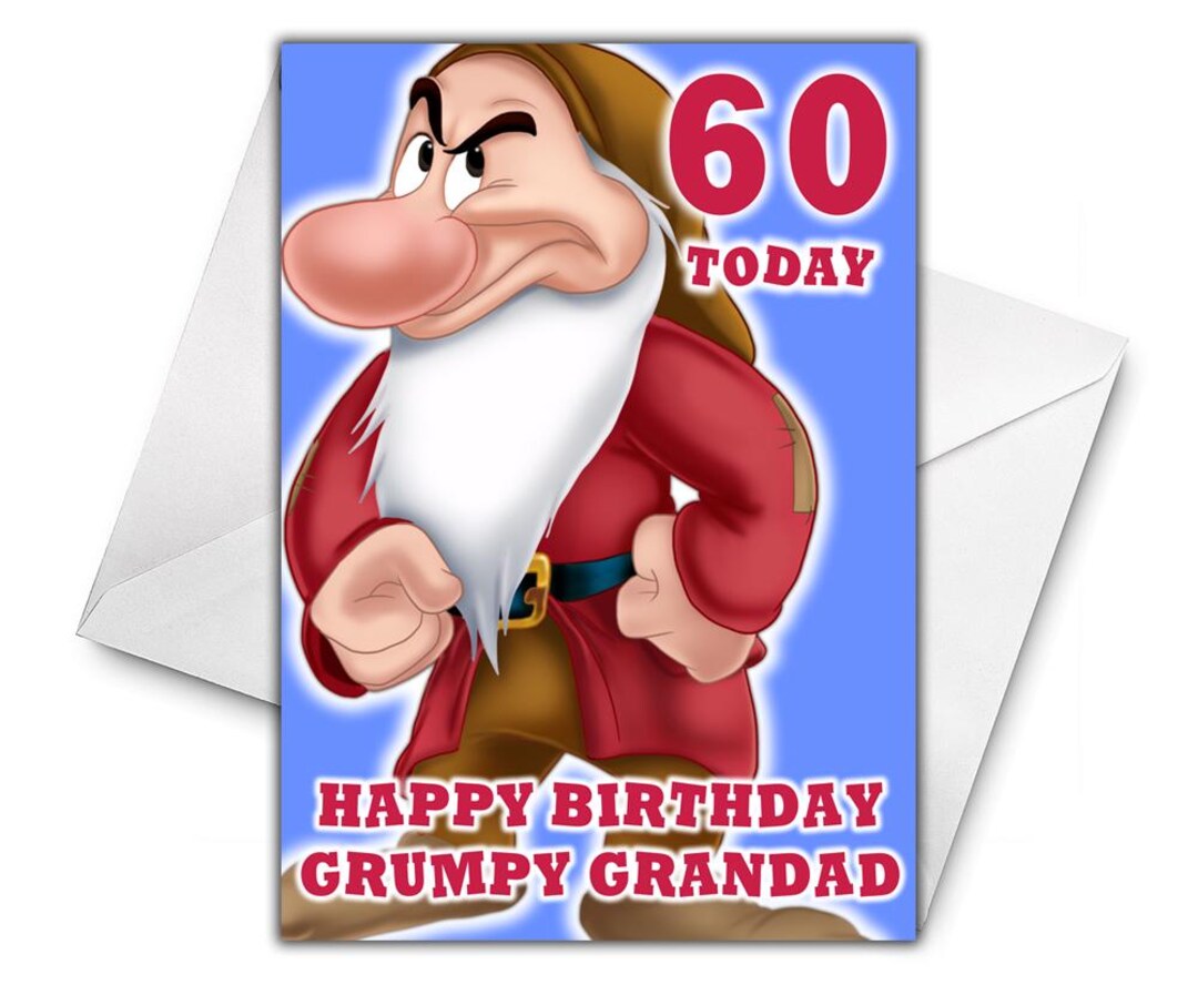 GRUMPY Personalised Birthday Card - Snow White Seven Dwarfs Birthday ...