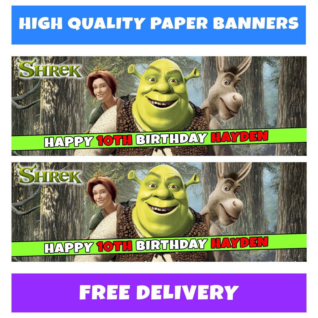 SHREK Personalised Birthday Banners - Shrek Personalised Birthday ...