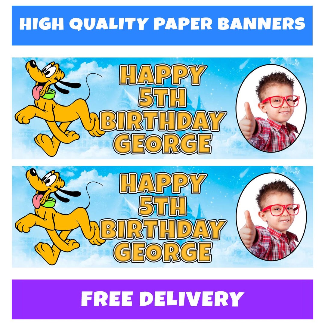PLUTO Personalised Birthday Photo Banners - Pluto Birthday Banners ...