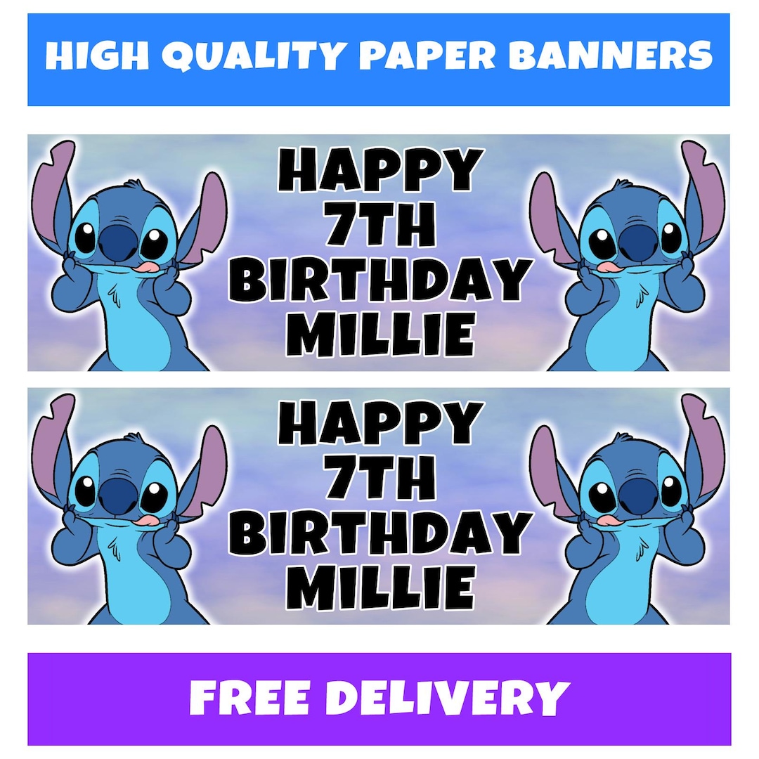 DISNEY STITCH Personalised Birthday Banners Disney Lilo & Stitch ...
