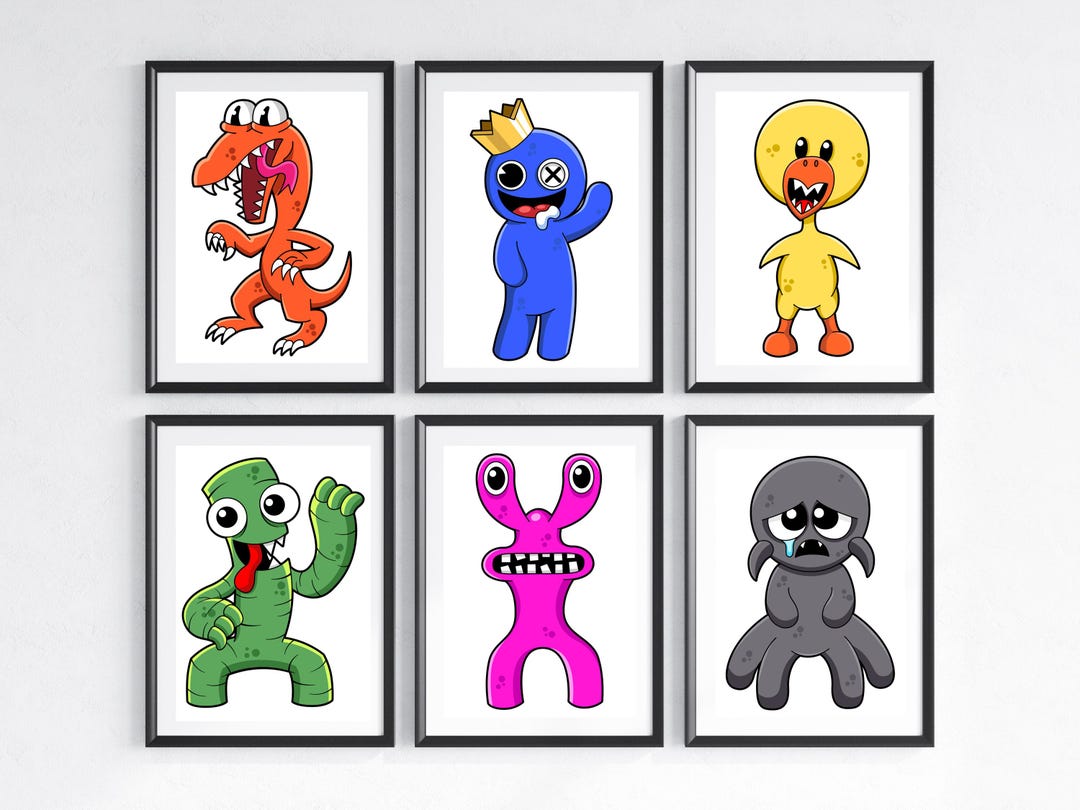 RAINBOW FRIENDS Set of 6 Prints - Roblox Art Set - Sprunki Artwork ...