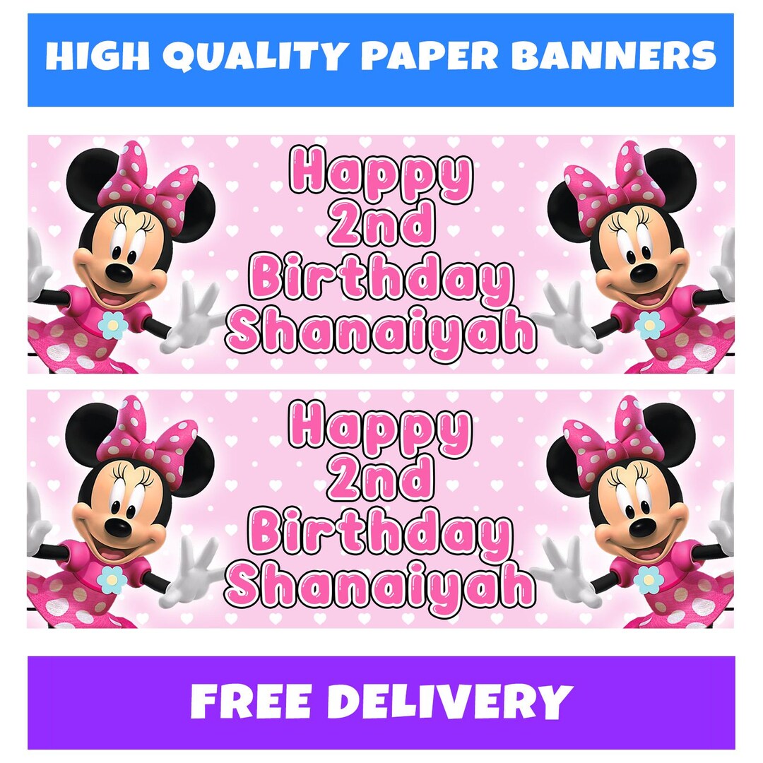 MINNIE MOUSE CLUBHOUSE Personalised Birthday Banners - Minnie Mouse ...