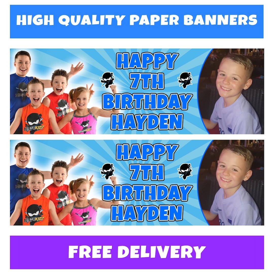 NINJA KIDS Photo Personalised Birthday Banners - Ninja Kids Birthday ...