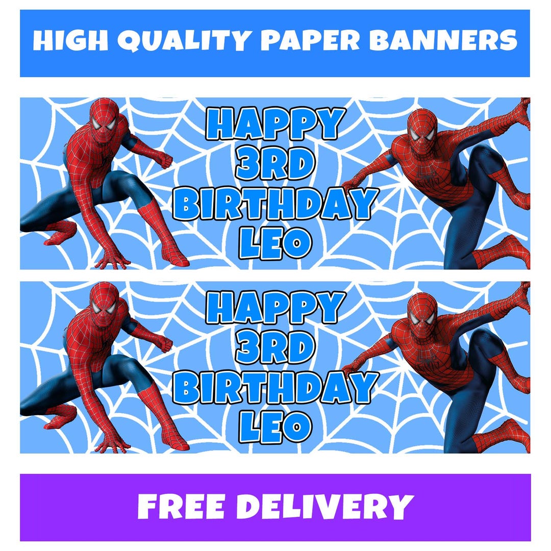 SPIDERMAN Personalised Birthday Banners - Marvel Comics Birthday ...