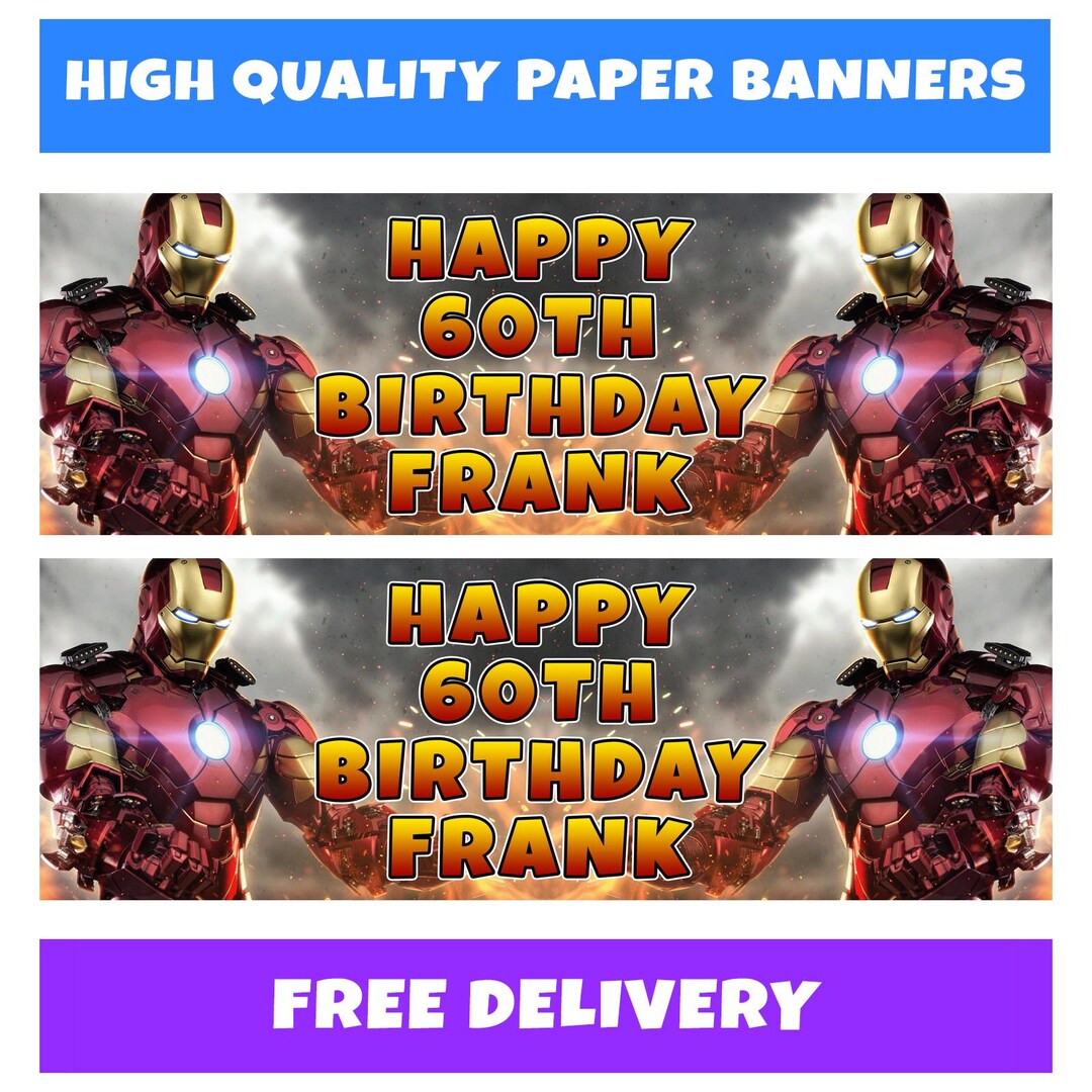 IRON MAN Personalised Birthday Banners - Iron-man Birthday Banners ...