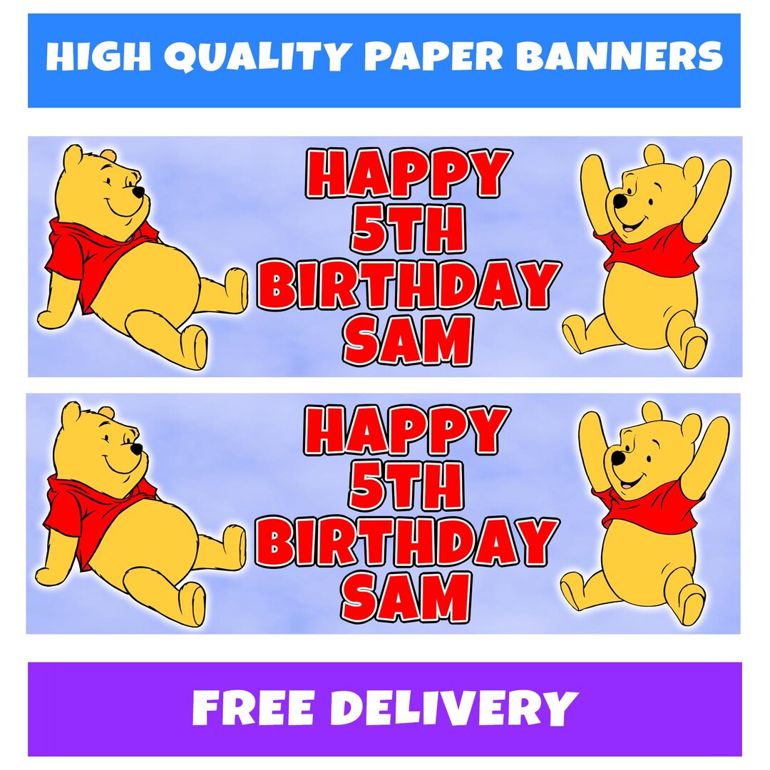 WINNIE THE POOH Personalised Birthday Banners - Disney Winnie the Pooh ...