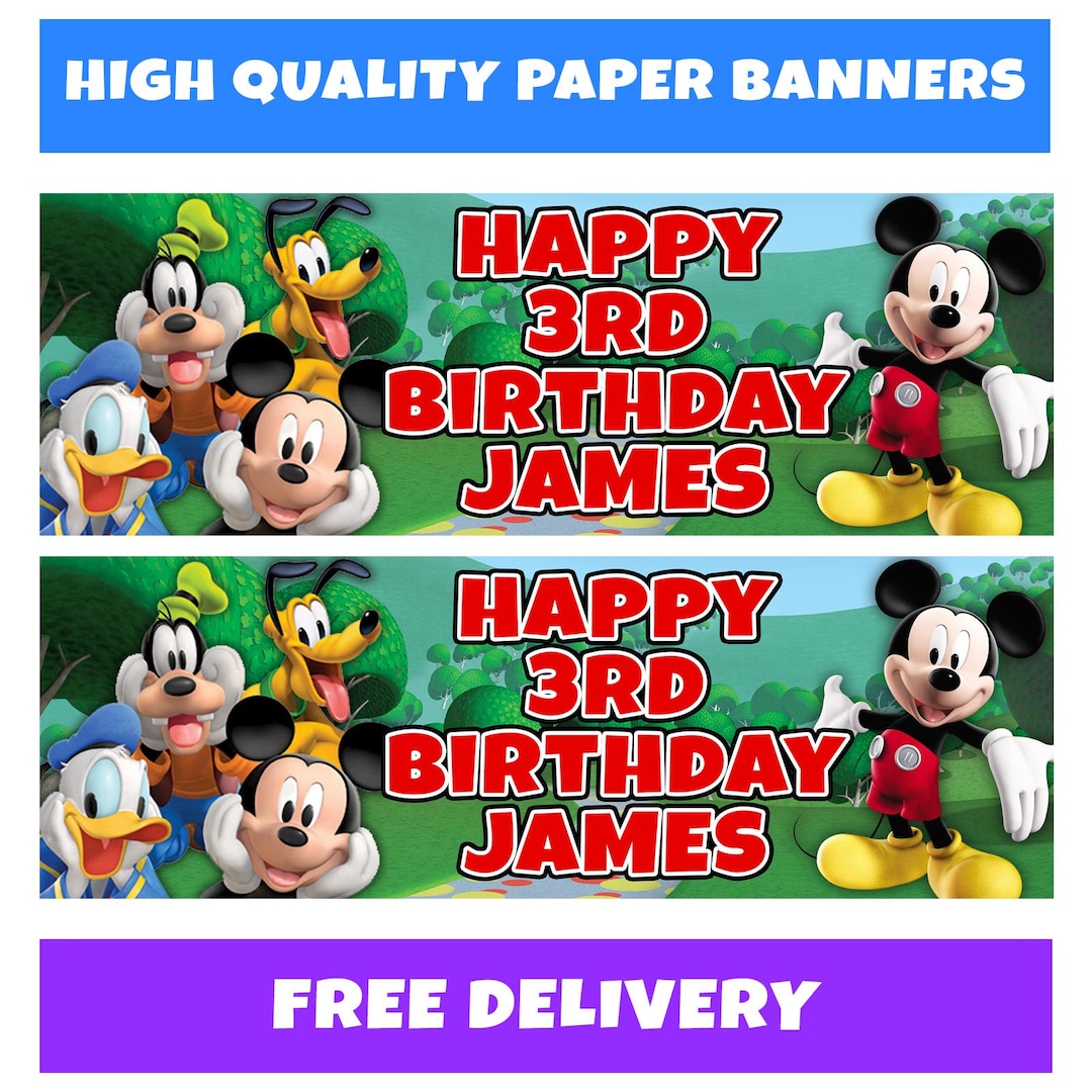 MICKEY MOUSE CLUBHOUSE Personalised Birthday Banners - Mickey Mouse ...