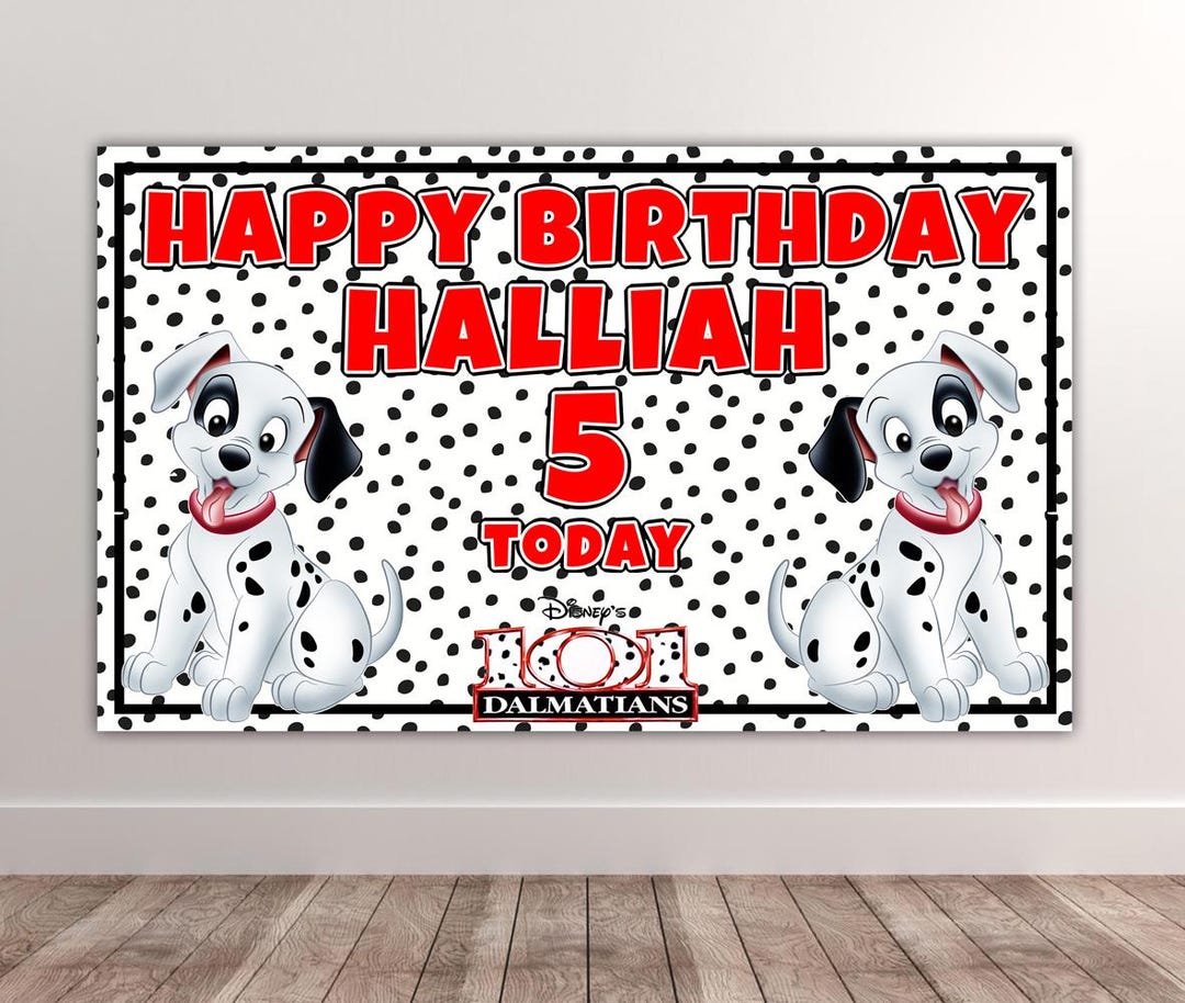 101 DALMATIANS Personalised Birthday Backdrop - 101 Dalmatians Birthday ...