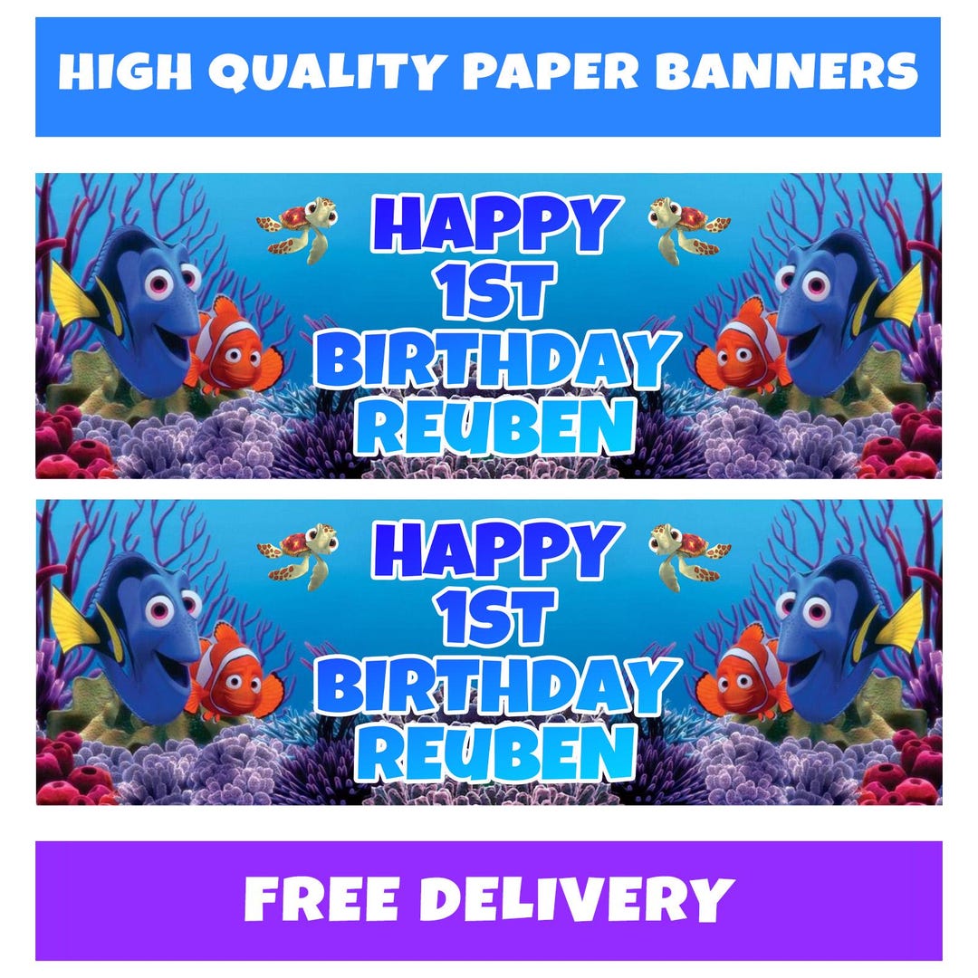 FINDING NEMO Personalised Birthday Banners - Disney Finding Nemo ...
