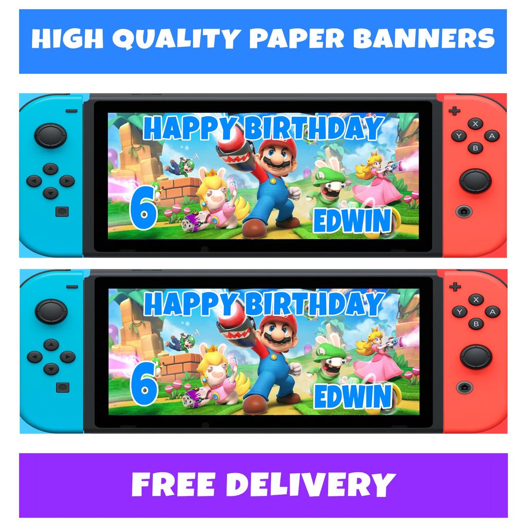 SUPER MARIO Personalised Birthday Banners - Mario Video Game Birthday ...