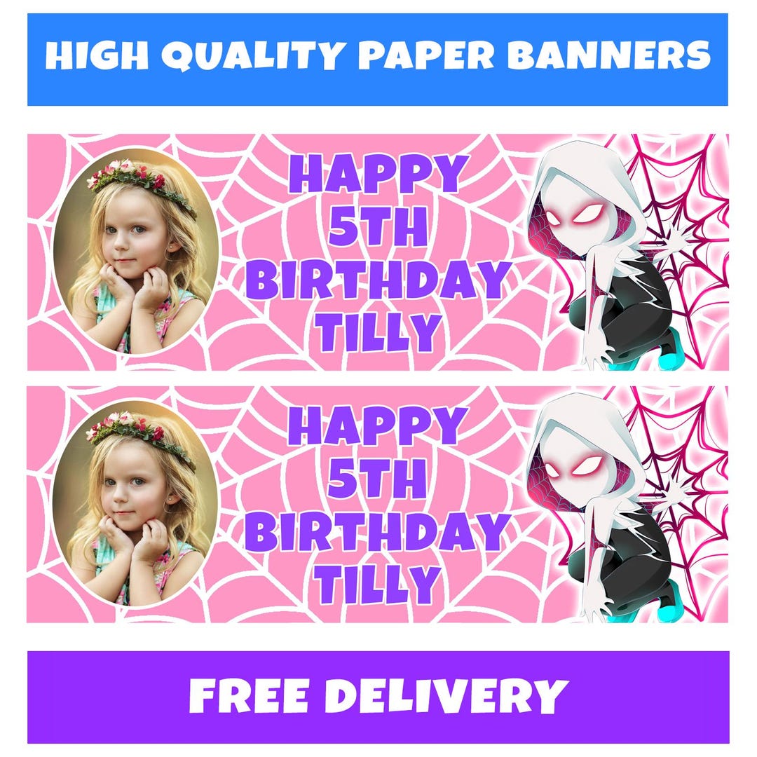 SPIDERGIRL GWEN Photo Personalised Birthday Banners Marvel Comics ...