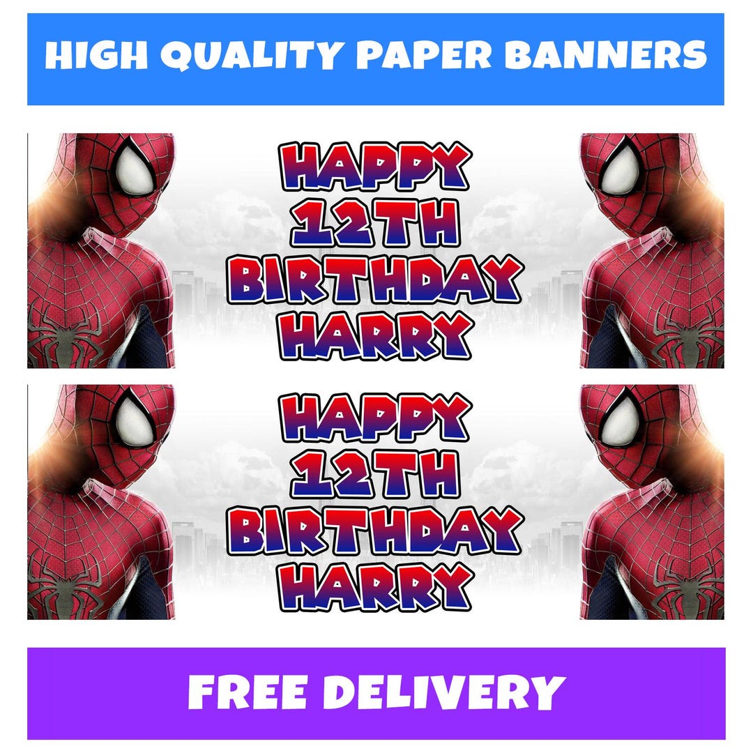 SPIDERMAN Personalised Birthday Banners - Marvel Comics Birthday ...
