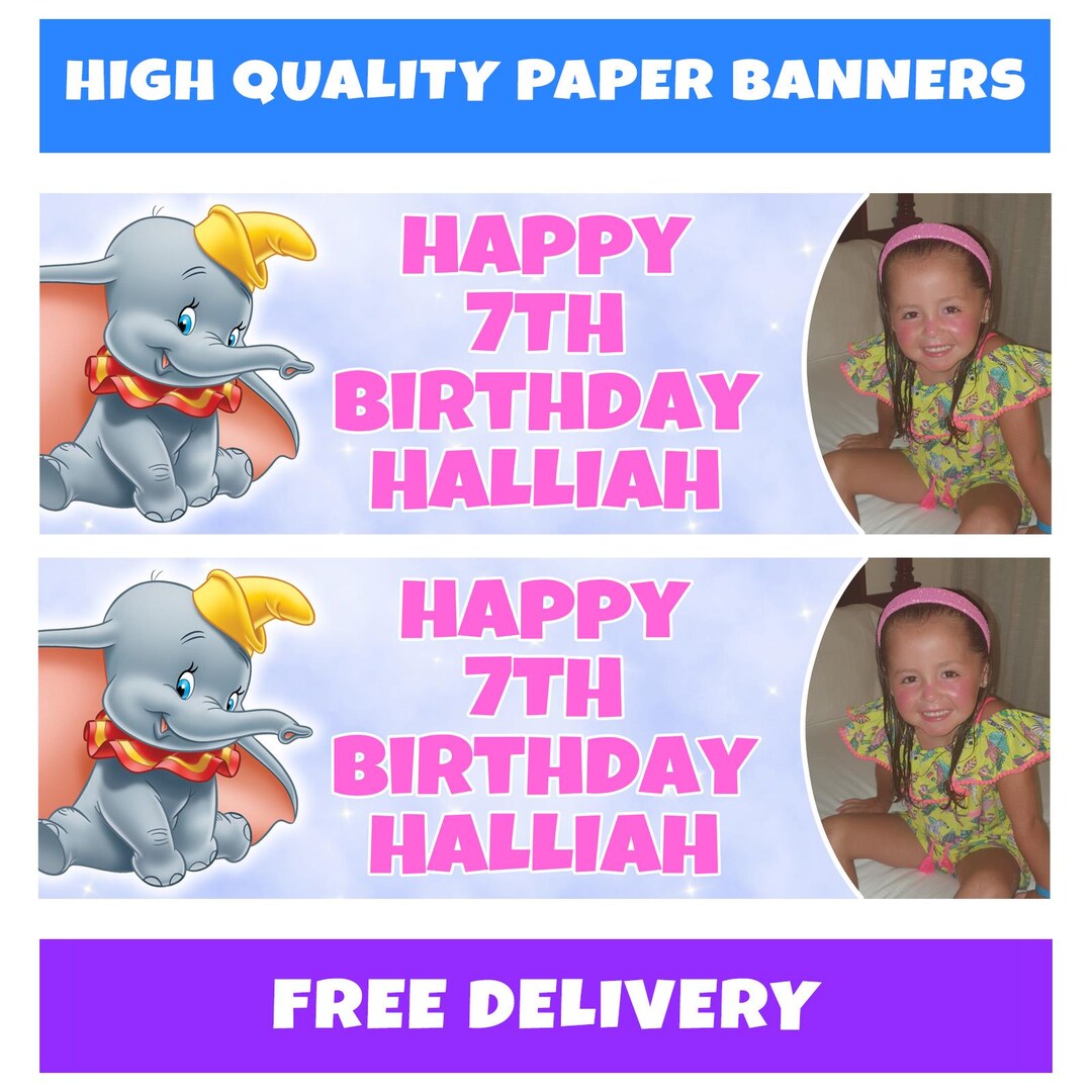 DISNEY DUMBO Personalised Birthday Photo Banners - Dumbo Birthday ...