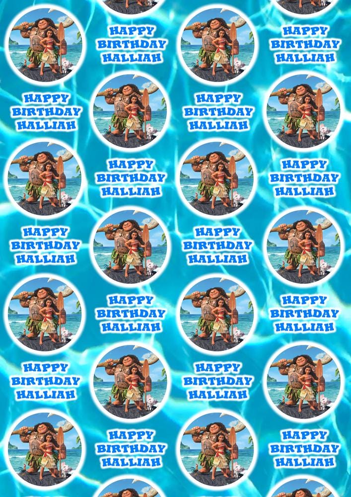 DISNEY MOANA Personalised Birthday Wrapping Paper - Disney Moana ...