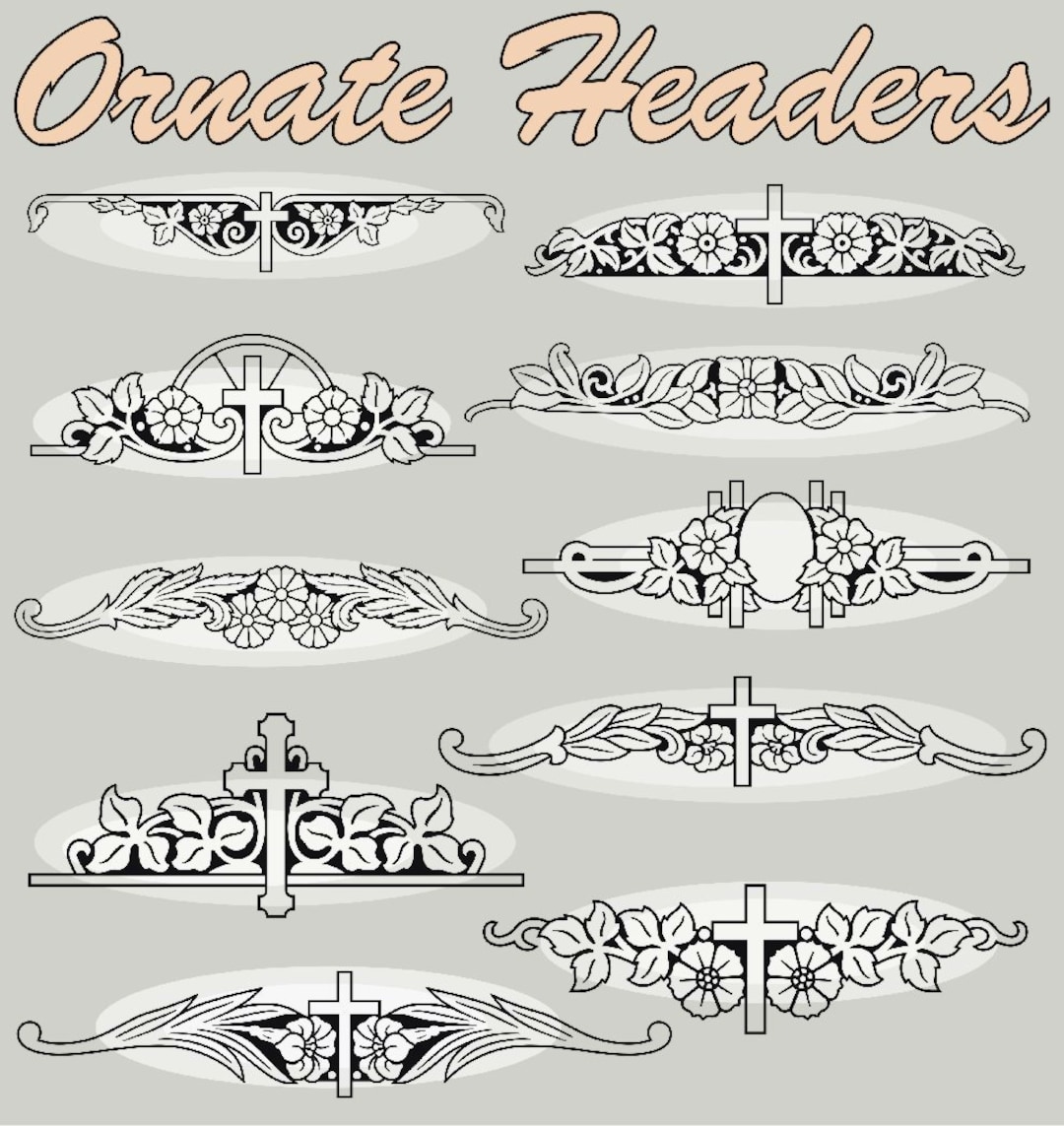 30 Ornate Headers Vector Clipart - Etsy