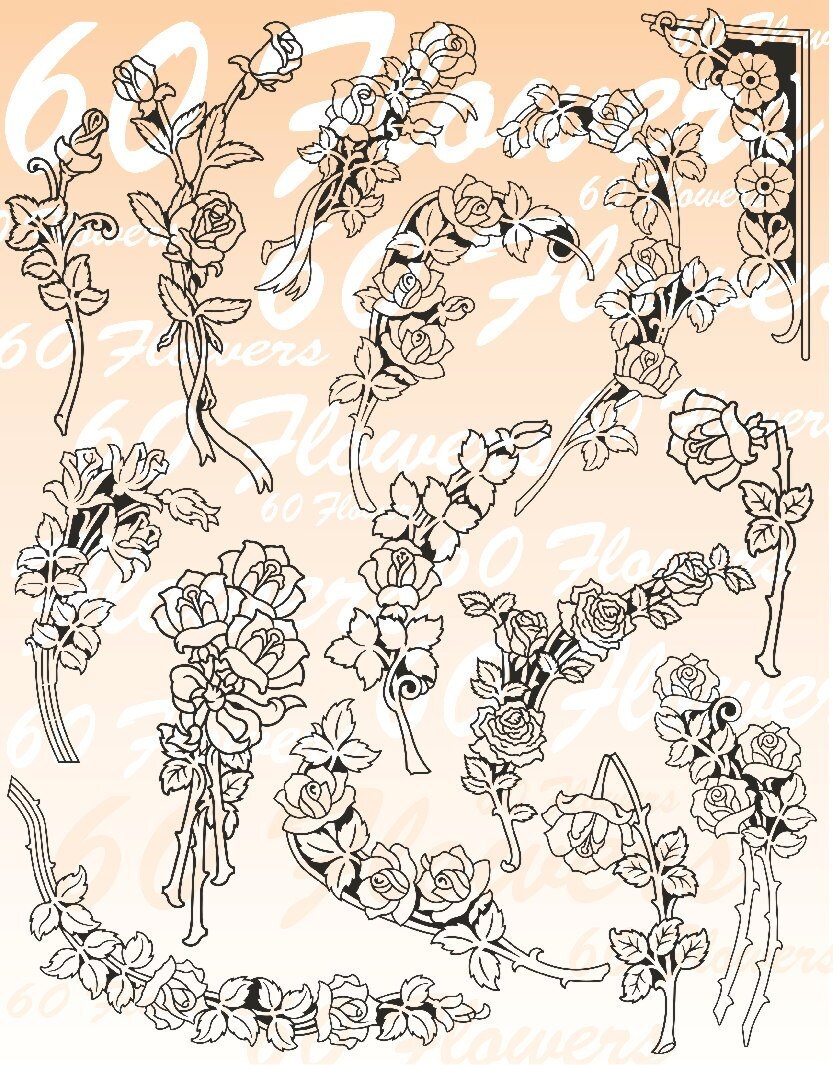 60 Flowers Vector Clipart - Etsy
