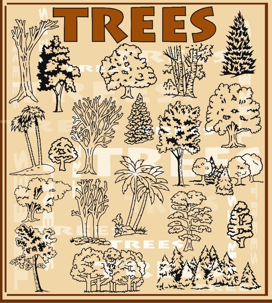 60 Trees Vector Clipart - Etsy