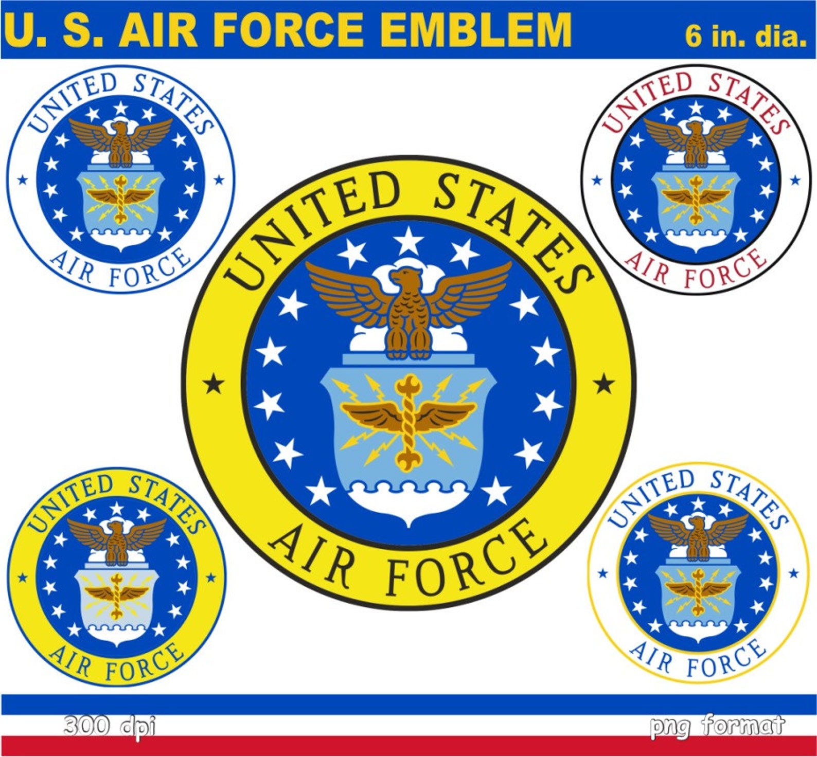Digital Clipart U.S. Air Force Emblem (5) PNG - Etsy