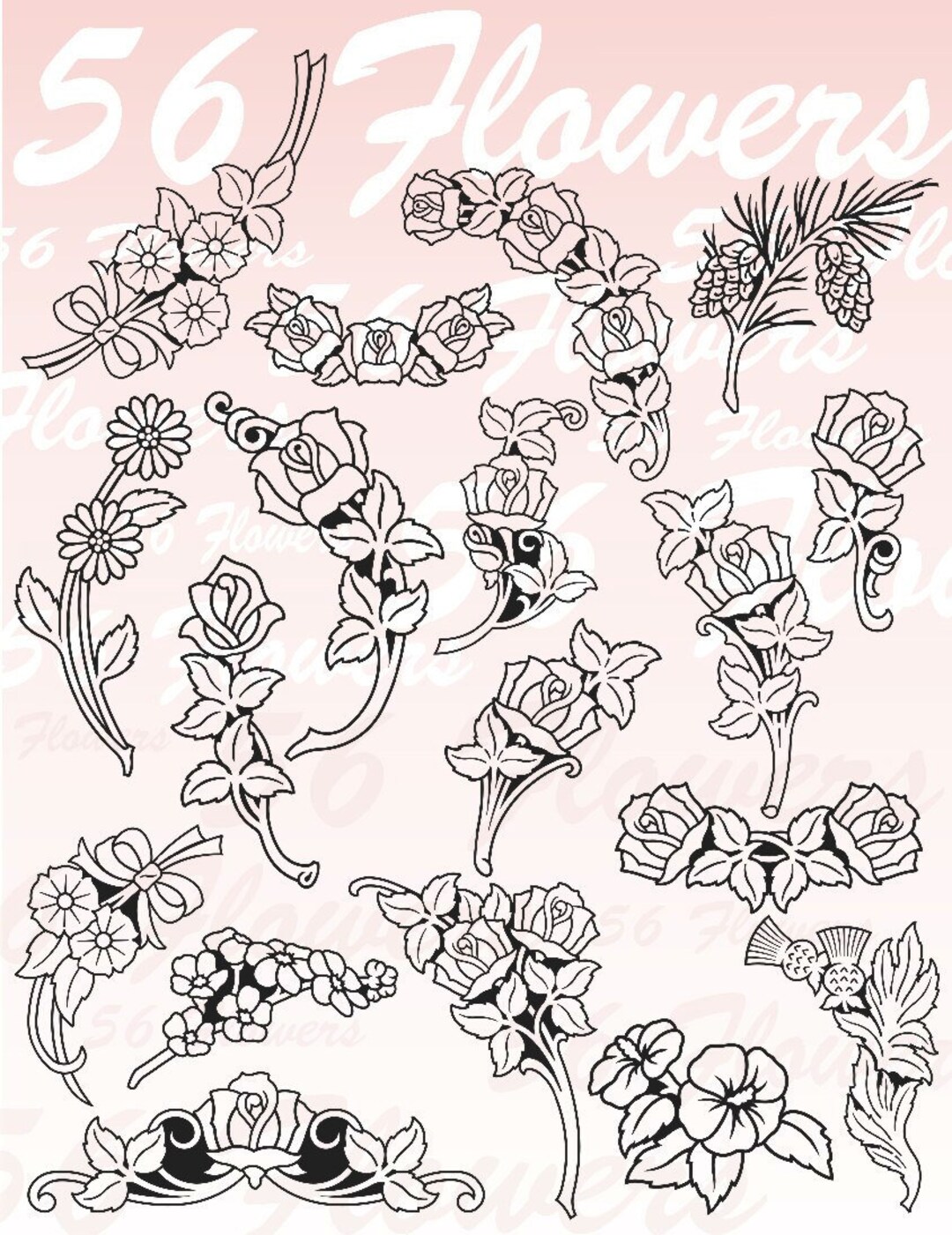 56 Flowers Vector Clipart - Etsy