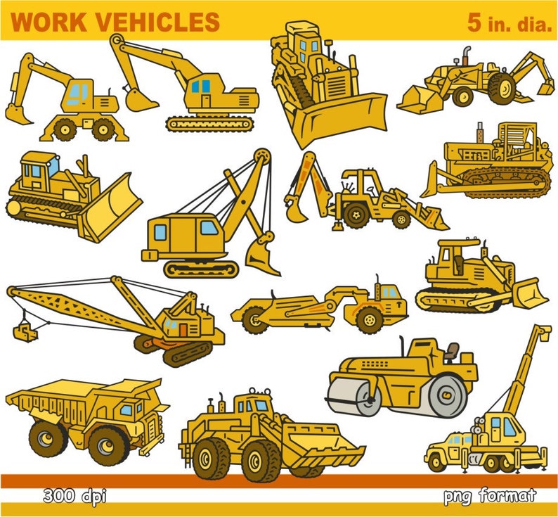Digital Clipart Work Vehicles (30) PNG - Etsy
