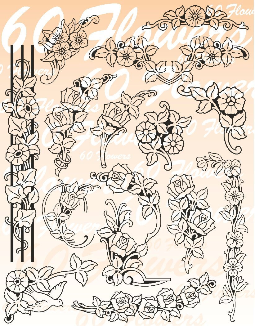 60 Flowers Vector Clipart - Etsy