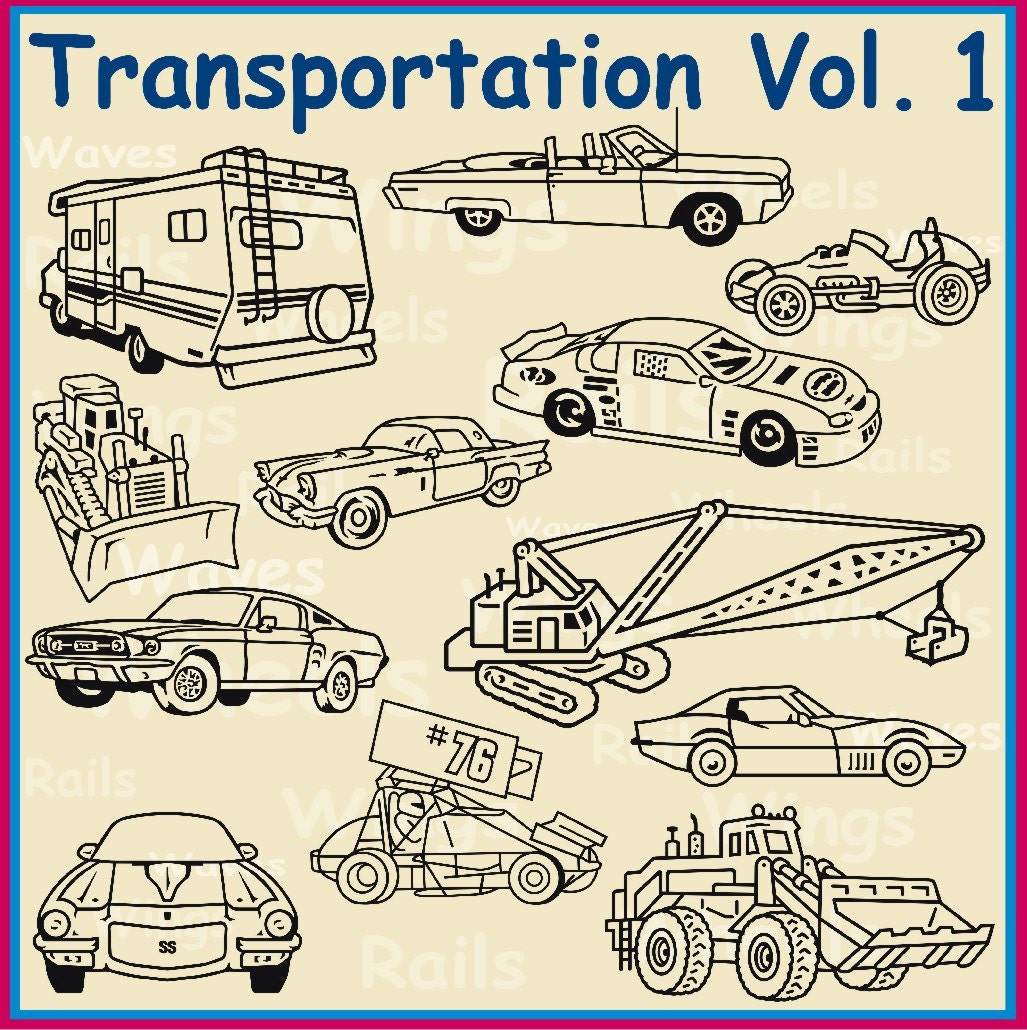 42 Transportation Vol. 1 Vector Clipart - Etsy