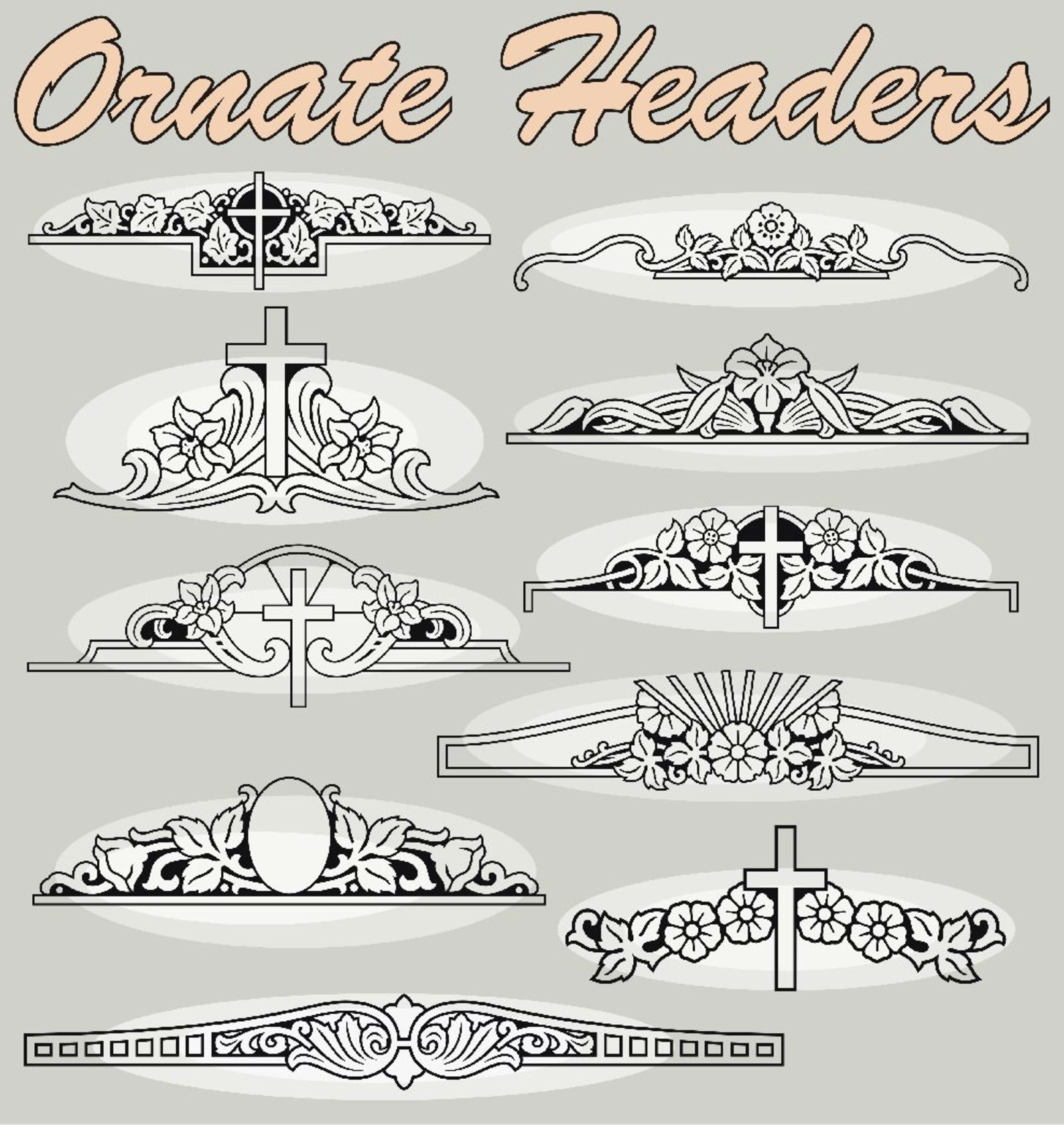 30 Ornate Headers Vector Clipart - Etsy