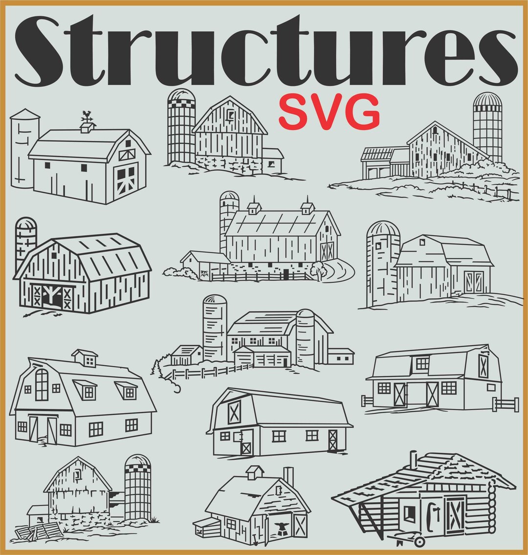 Structures (50) SVG Vector Clipart - Etsy