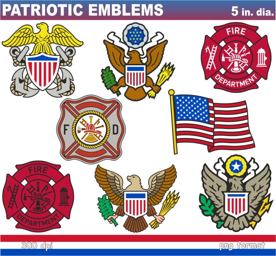 Digital Clipart Patriotic Emblems (16) PNG - Etsy