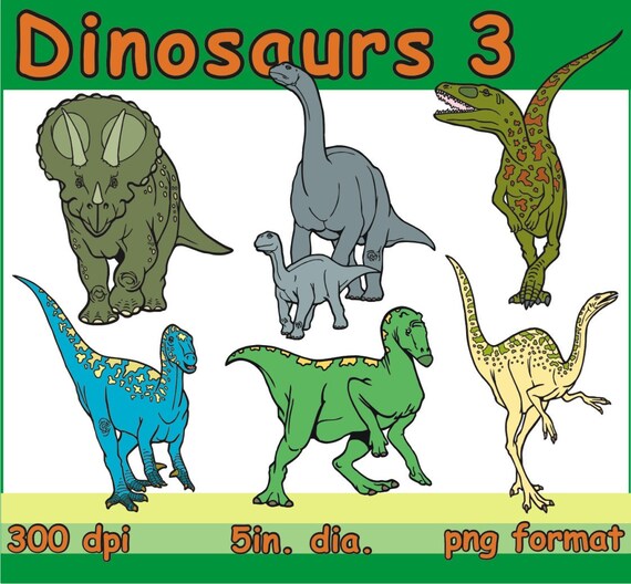Digital Clipart Dinosaurs 3 12 PNG | Etsy