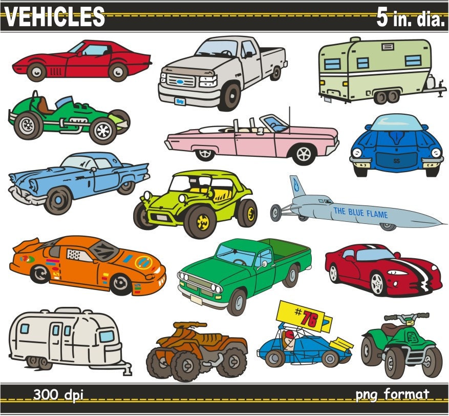 Digital Clipart Vehicles (31) PNG - Etsy