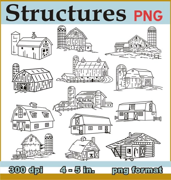 Digital Clipart Structures 50 PNG | Etsy