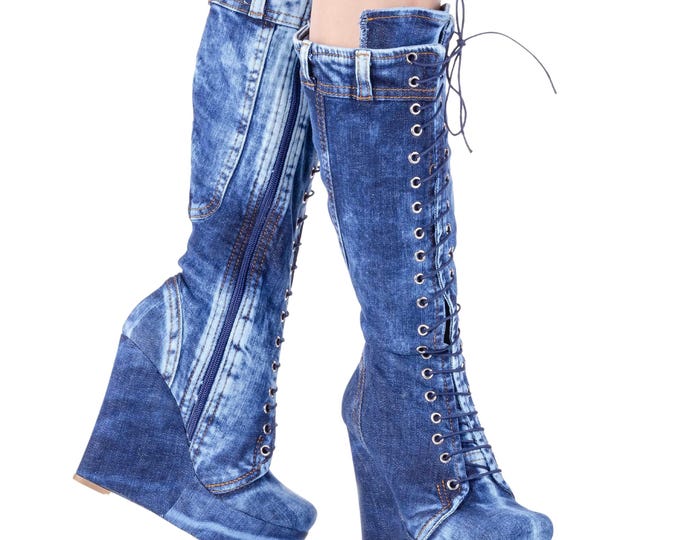 Denim Ankle Boots - Etsy