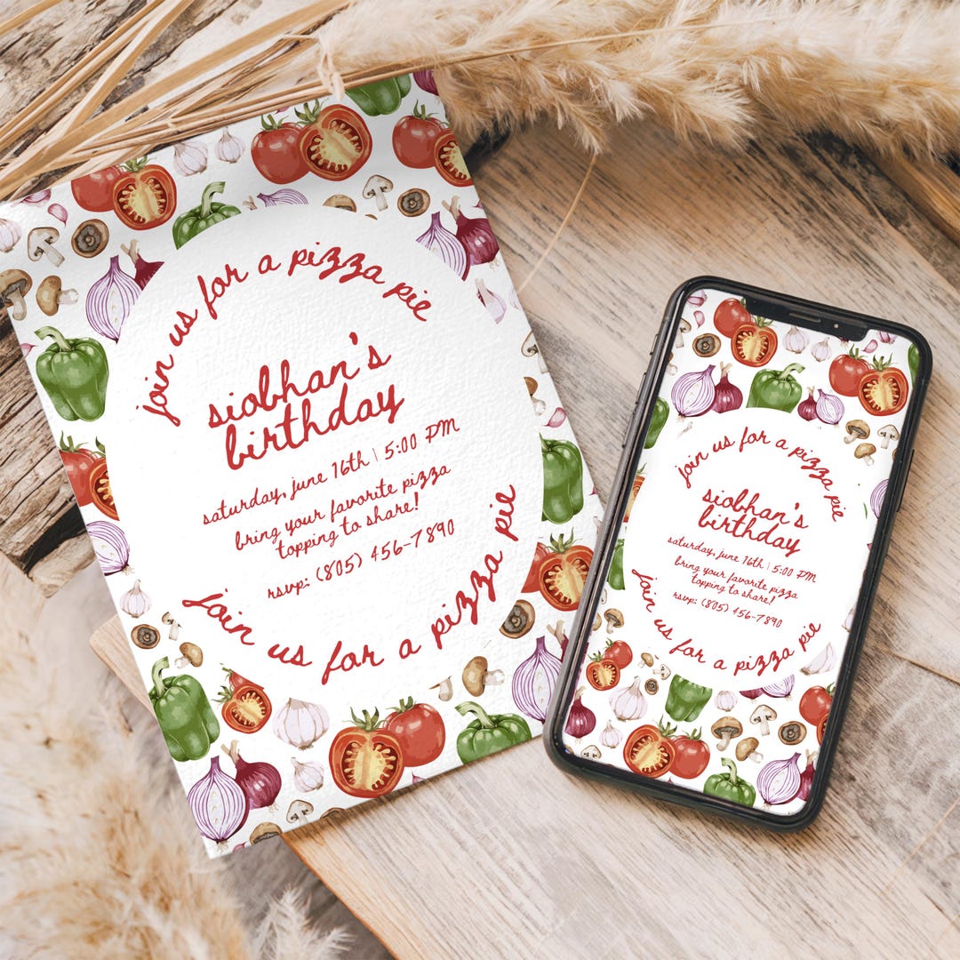 Pizza Pie Party Invitation | Pizza Party Digital Invite | Pizza ...