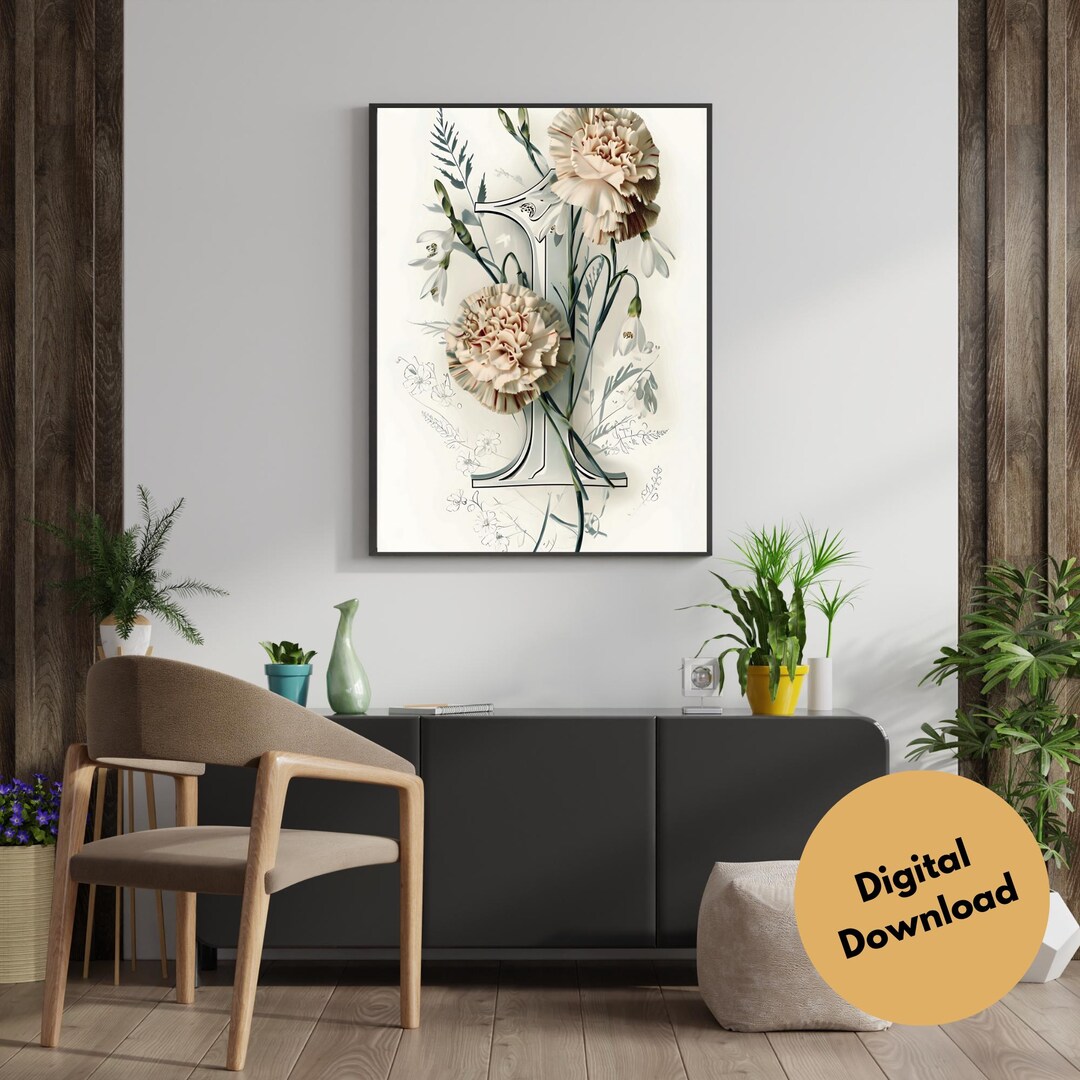 January Birth Flower Digital Download Printable Wall Art Carnation and ...
