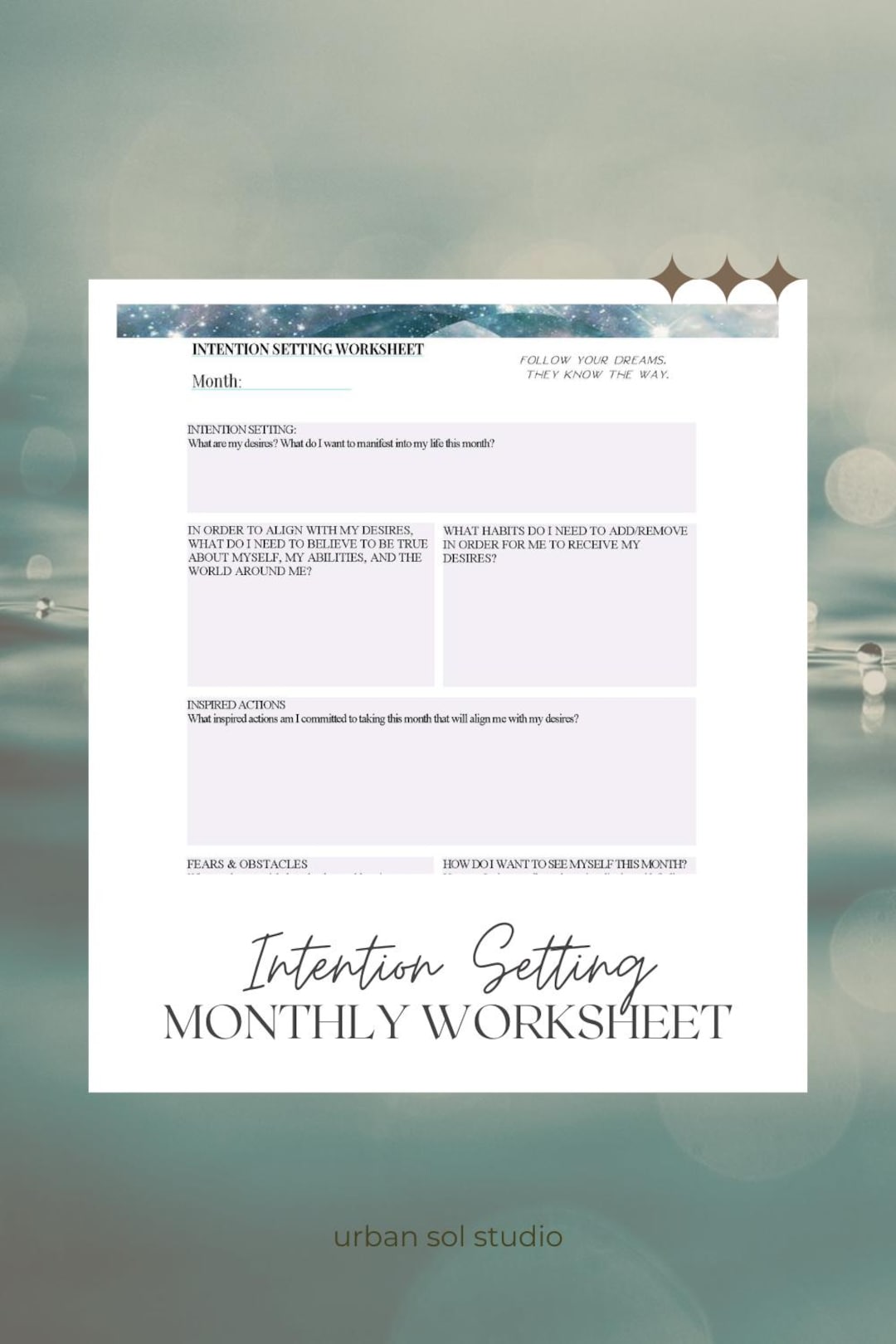 Monthly Intention Setting Worksheet - Etsy