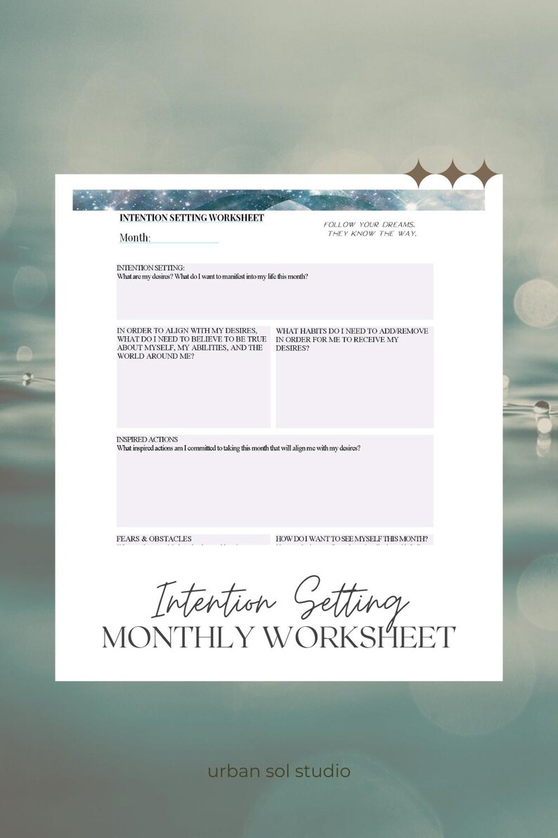 Monthly Intention Setting Worksheet - Etsy
