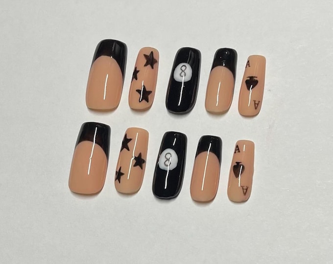 Pool Ball Design, 3d Cherry Nails, Almond Press on Nails, Valentine ...