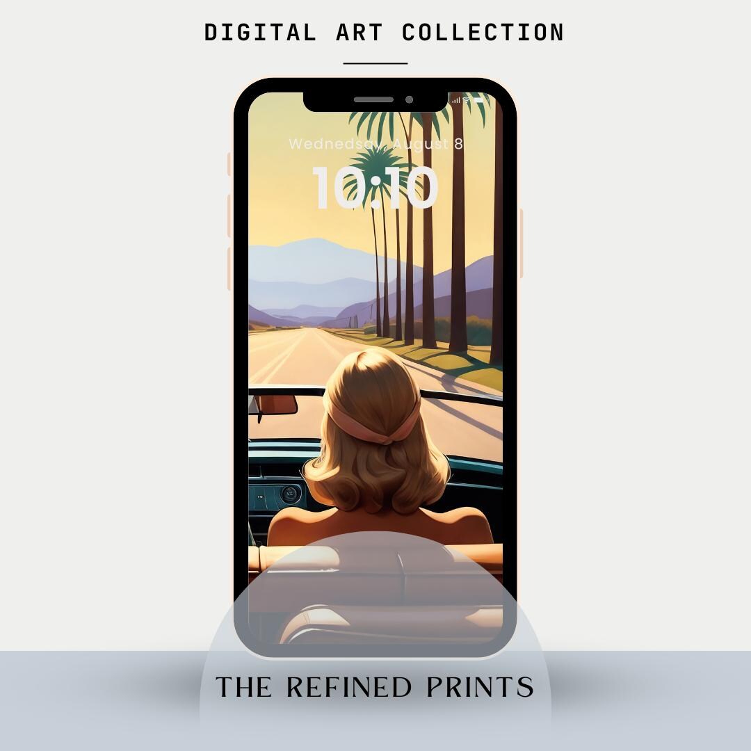 Retro Road Trip Phone Wallpaper Vintage Aesthetic Drive Digital ...