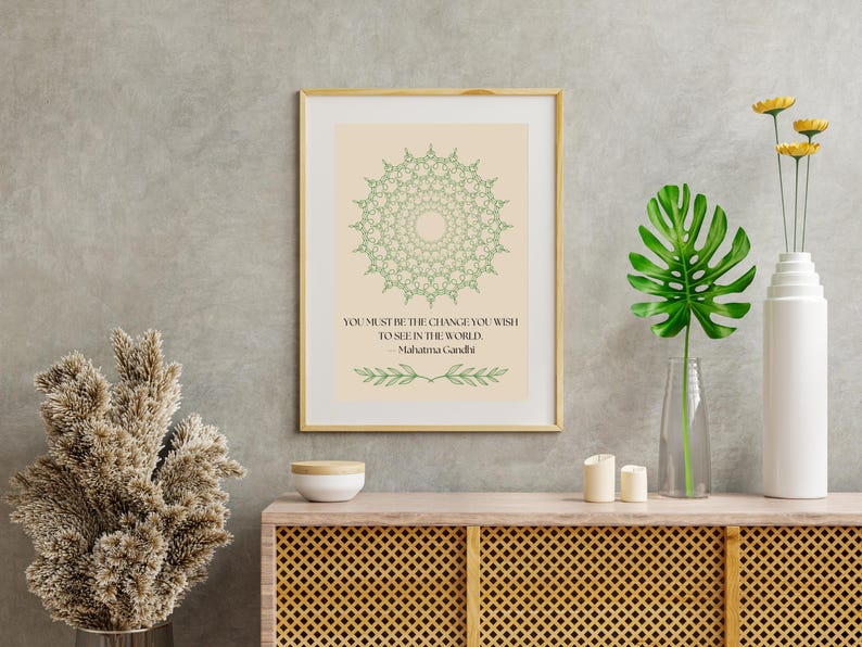 Nature Inspired Mandala, Mindfulness Wall Art, Bohemian Home Decor ...