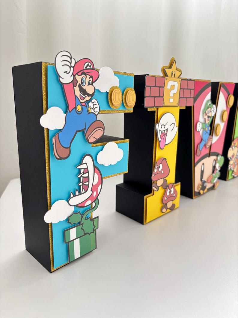 Super Bros Birthday 3D Letters or Numbers | Party Decor & Supplies ...