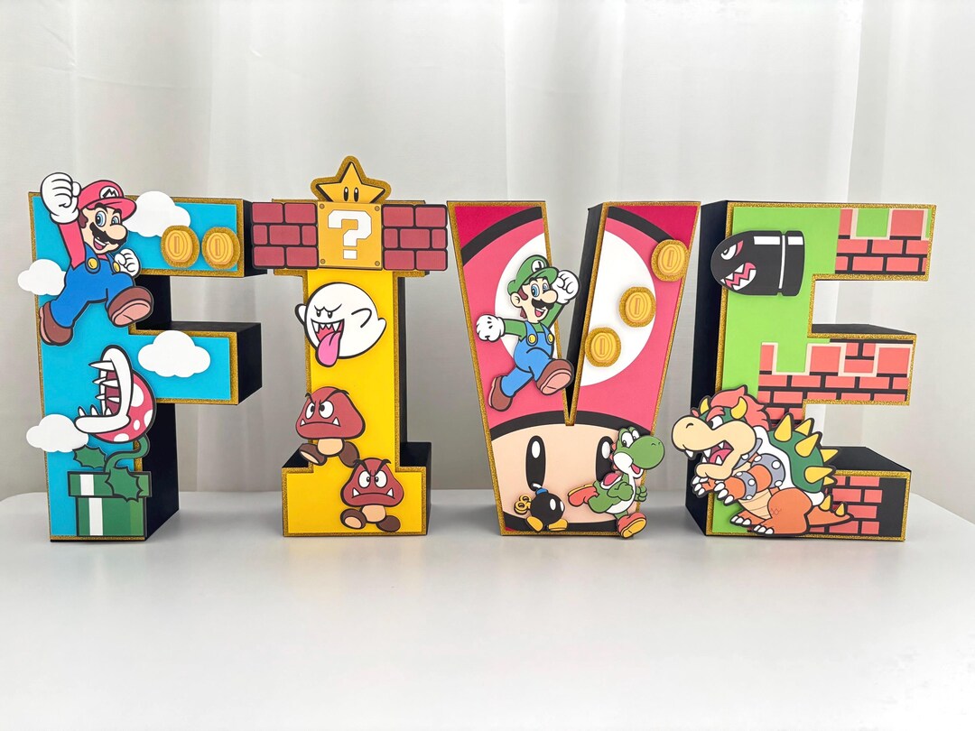 Super Bros Birthday 3D Letters or Numbers | Party Decor & Supplies ...