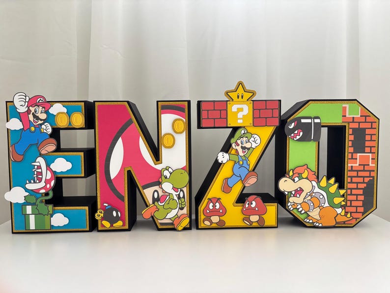Super Bros Birthday 3D Letters or Numbers | Party Decor & Supplies ...