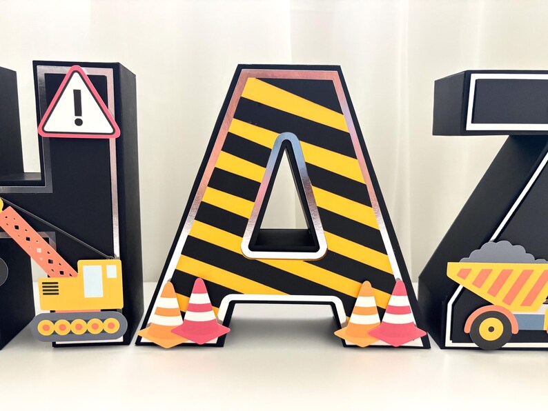 Construction Trucks 3D Letters or Numbers | Birthday Party ...