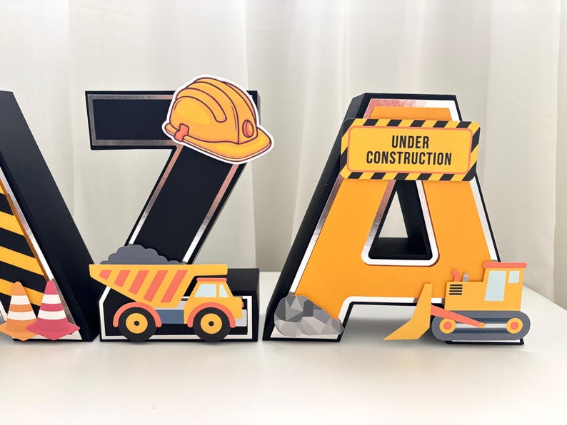 Construction Trucks 3D Letters or Numbers | Birthday Party ...