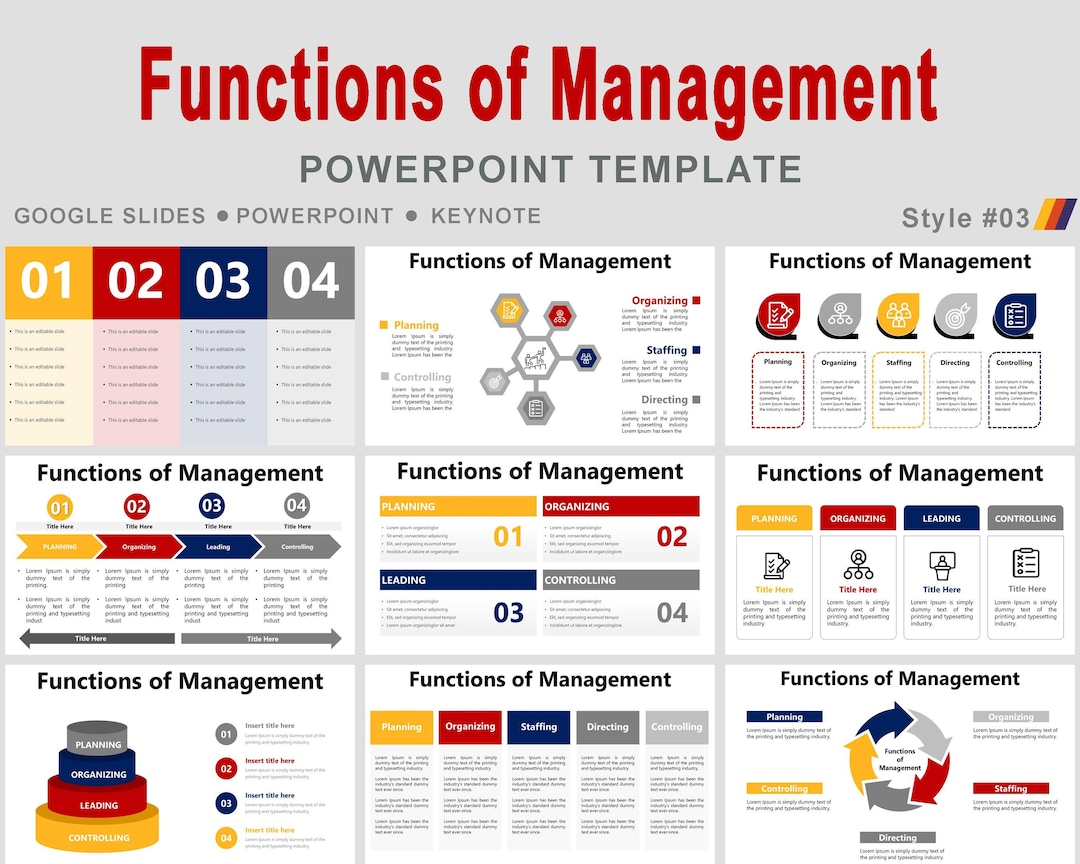 Functions of Management Powerpoint Template, Four Functions of ...