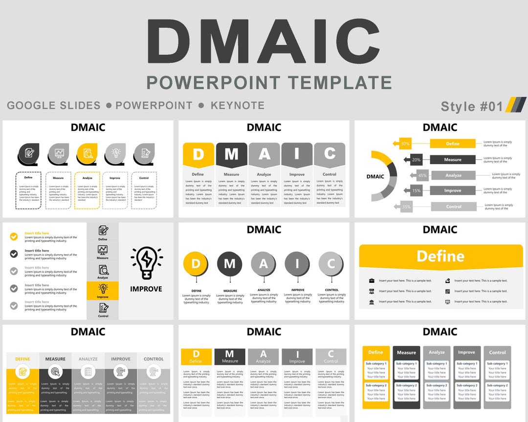 DMAIC Powerpoint Template, Dmaic SIX SIGMA Powerpoint Presentation ...