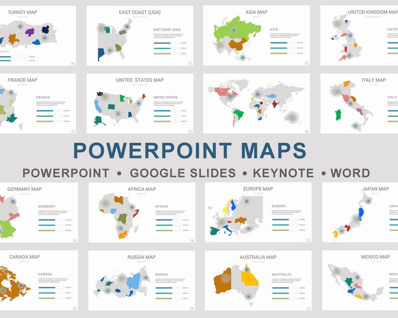 Customized Editable Map Powerpoint Template, World Map Powerpoint Fully ...