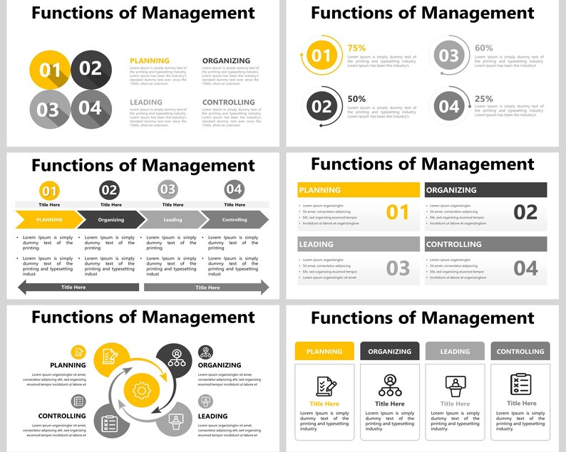 Functions of Management Powerpoint Template, Four Functions of ...